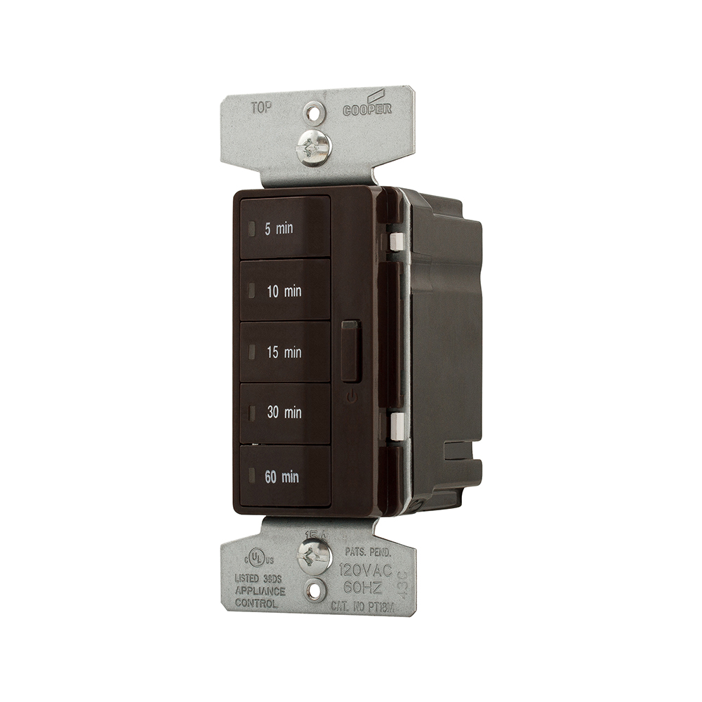 COOPER PT18M-B-K 5 BUTTON PROGRAMMABLE TIMER(MIN) UNIVERSAL 1800W 120V ...