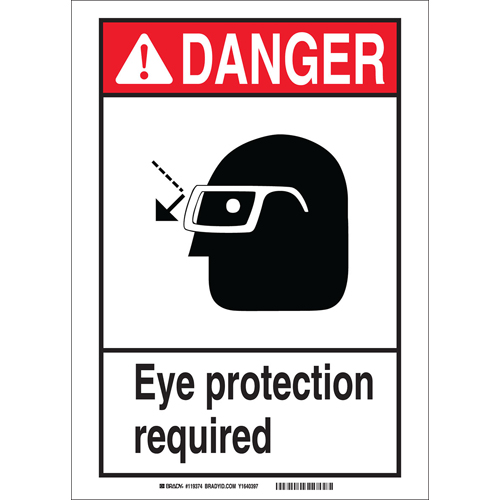 BRADY 119384 B946 7X10 BLKRED/WHT EYE PPE SIGN | Gordon Electric Supply ...