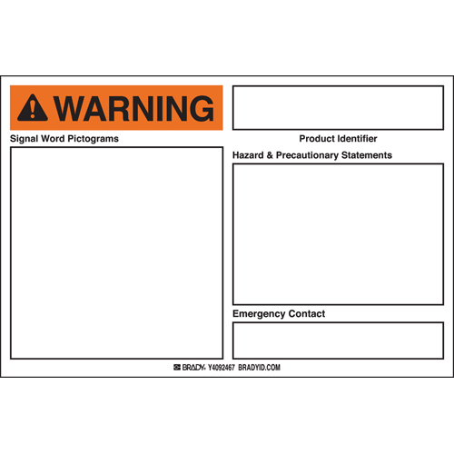 BRADY 145957 B7569 4X6 BLANK GHS WARNING LABEL | Gordon Electric Supply ...