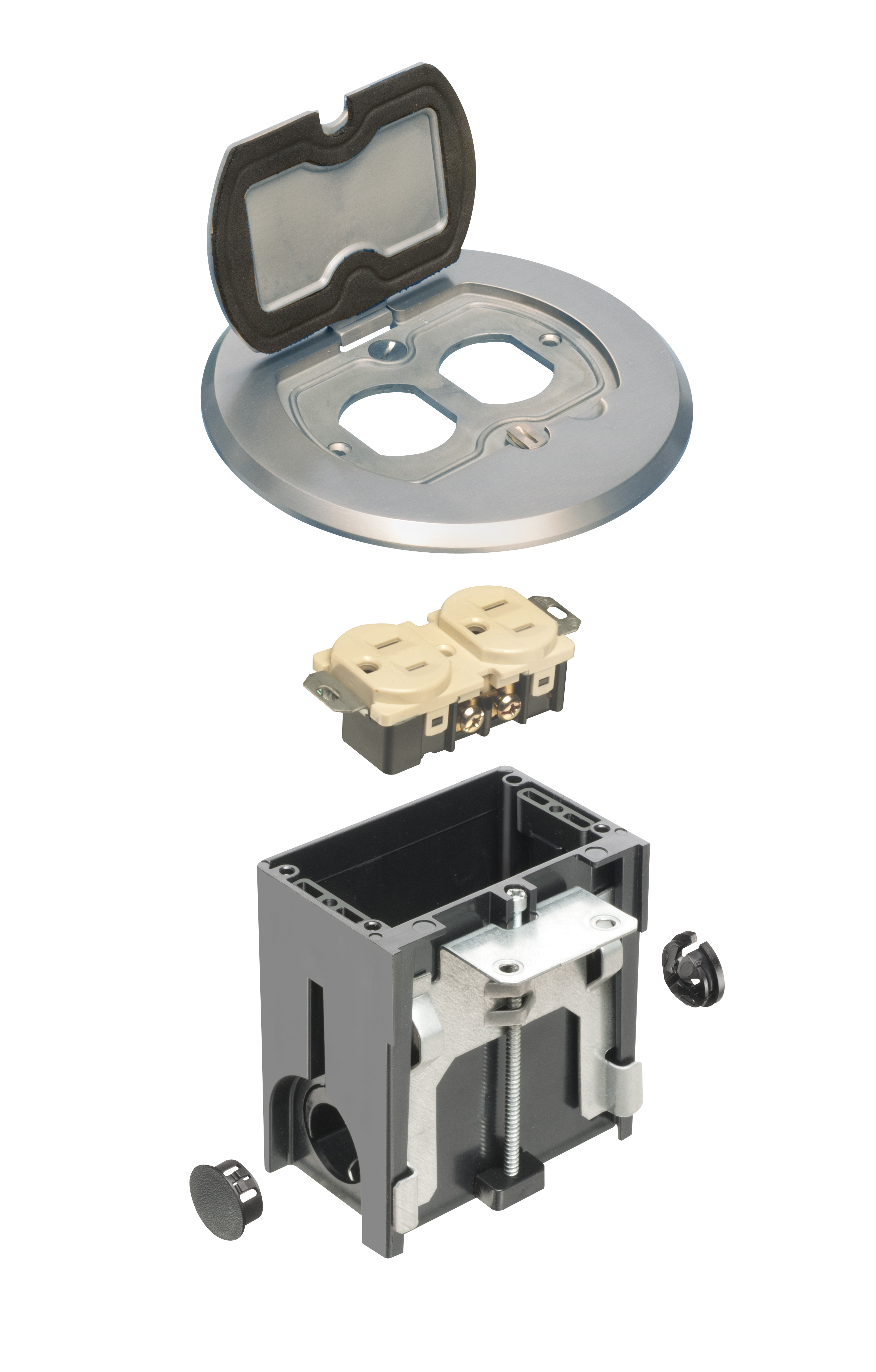 ARLINGTON FLBAFR101NL NICKEL ROUND FLOOR BOX | Gordon Electric Supply, Inc.