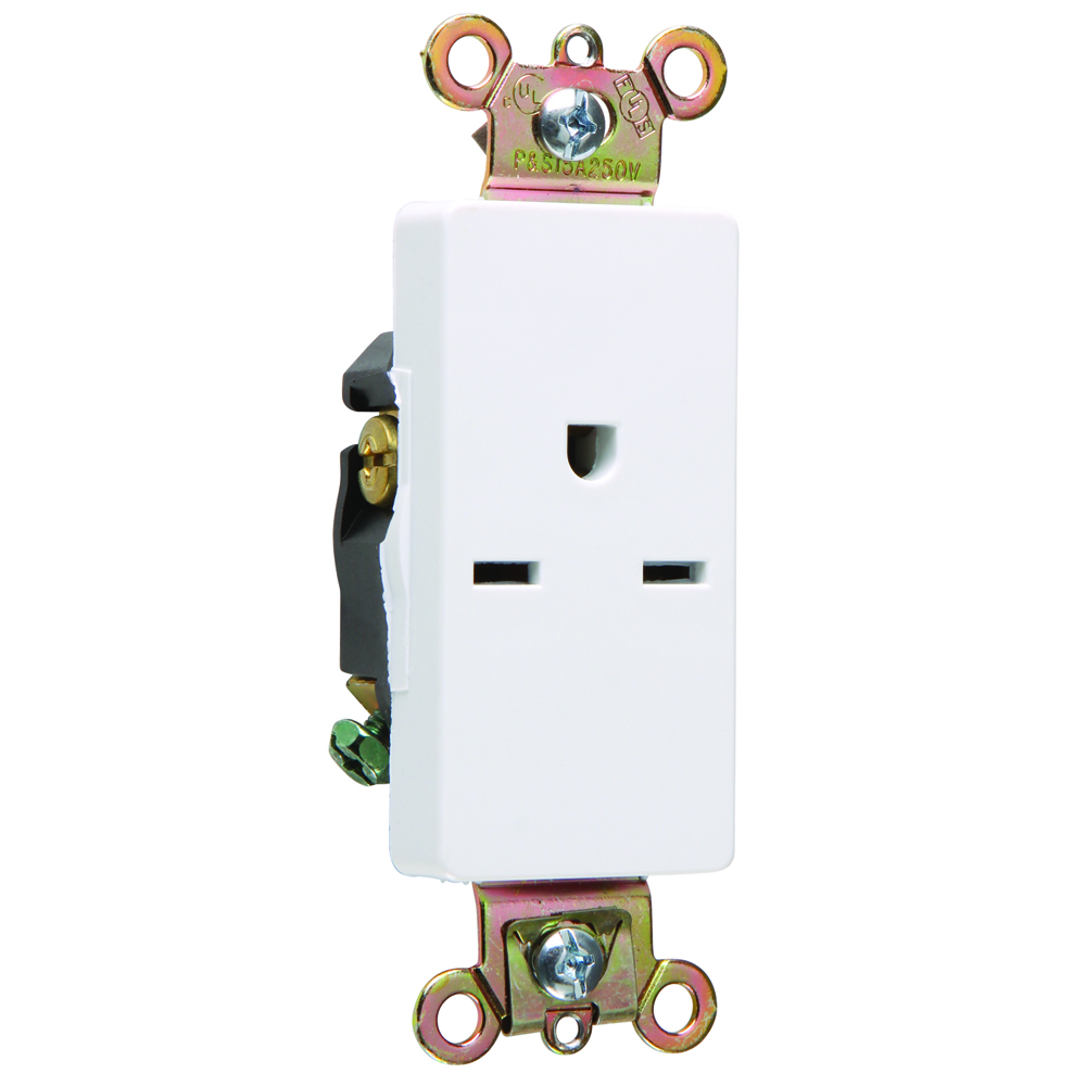 P&S 26661-W : SINGLE RECEPTACLE SPLEX 15A 250V SIDE & BACK WIRE WHITE ...