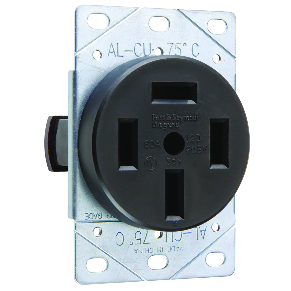 Pass & Seymour 3870 60 Amp 120/208 VAC Star 3-Phase 4-Pole 4-Wire NEMA ...