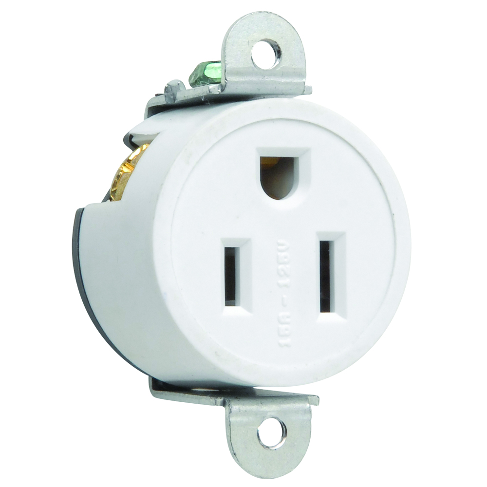 P&S 5258-W : SINGLE RECEPTACLE 15A 125V SHORT STRP S WIRE | Gordon ...
