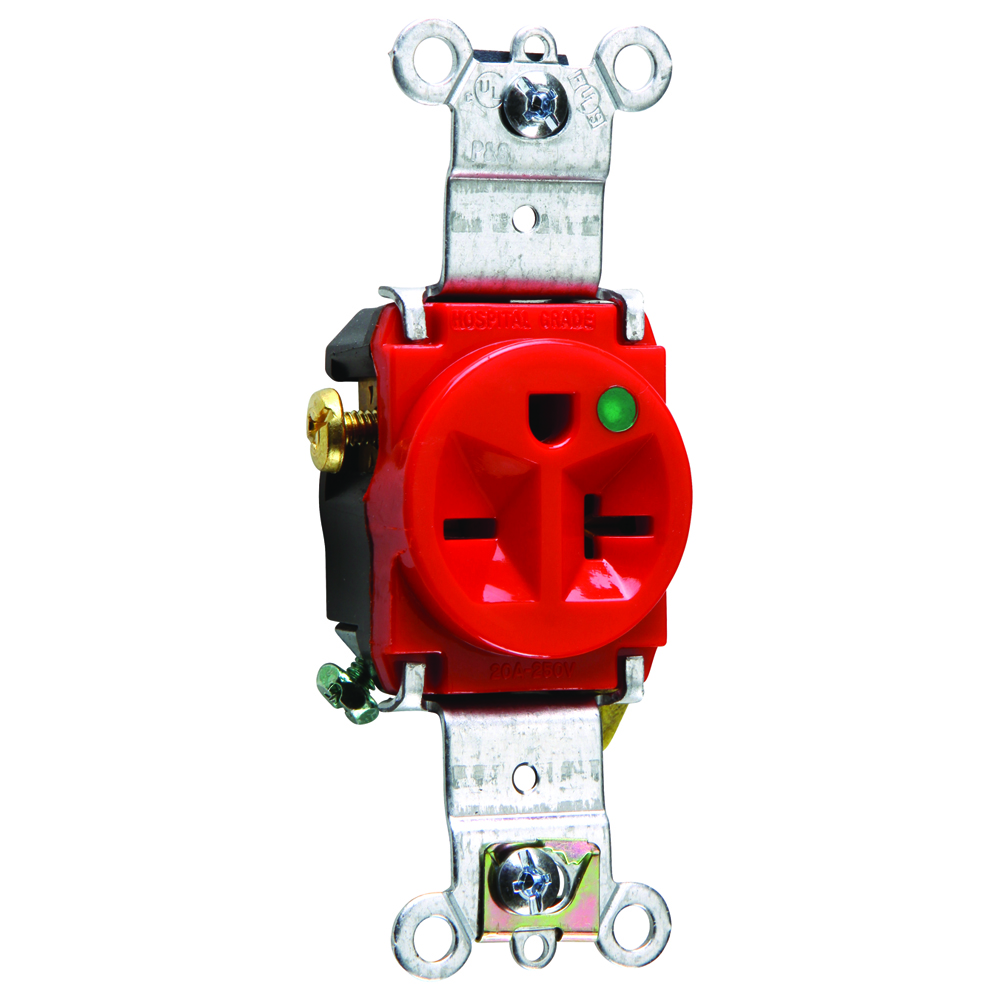 P&S 8801-RED : HOSPITAL GRADE SINGLE RECEPTACLE 20A 250V RED | Gordon ...