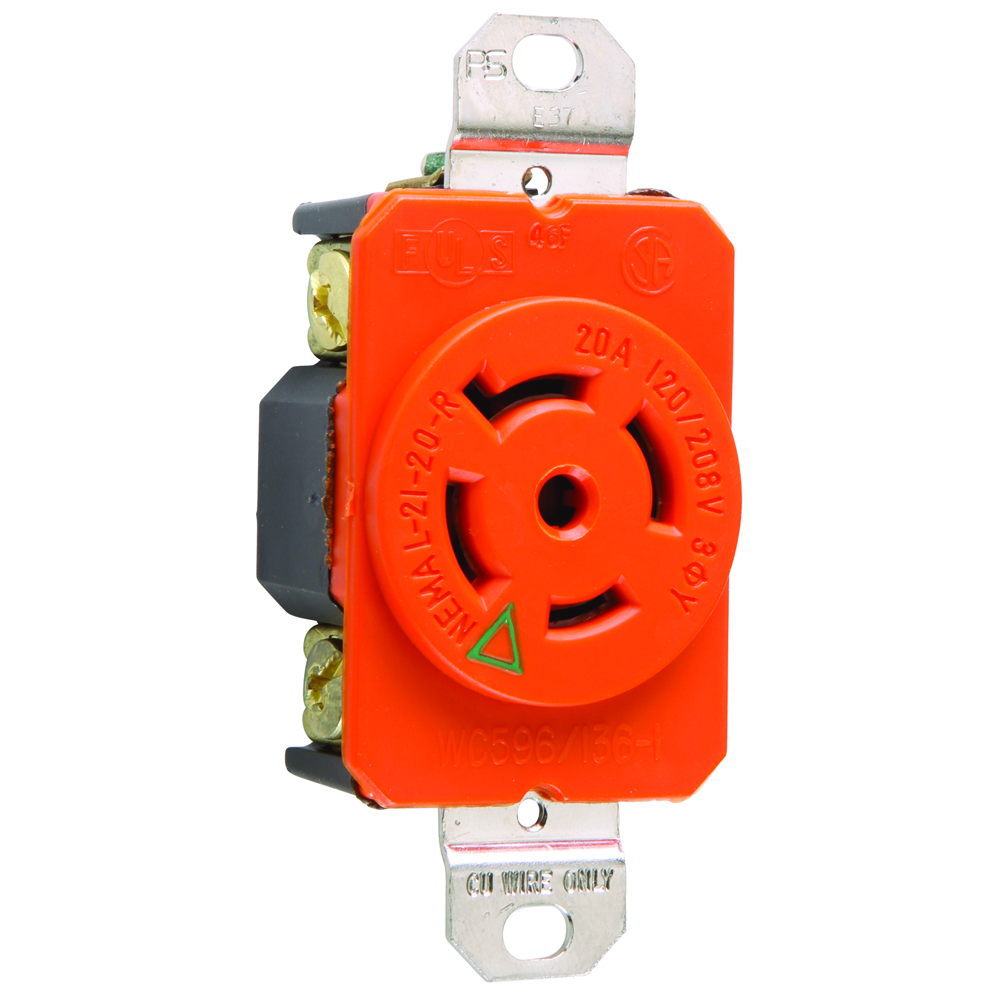 P&S IGL2120-R : TRNLK SINGLE RECEPTACLE 5W 20A 3P 120/208V IG | Gordon ...