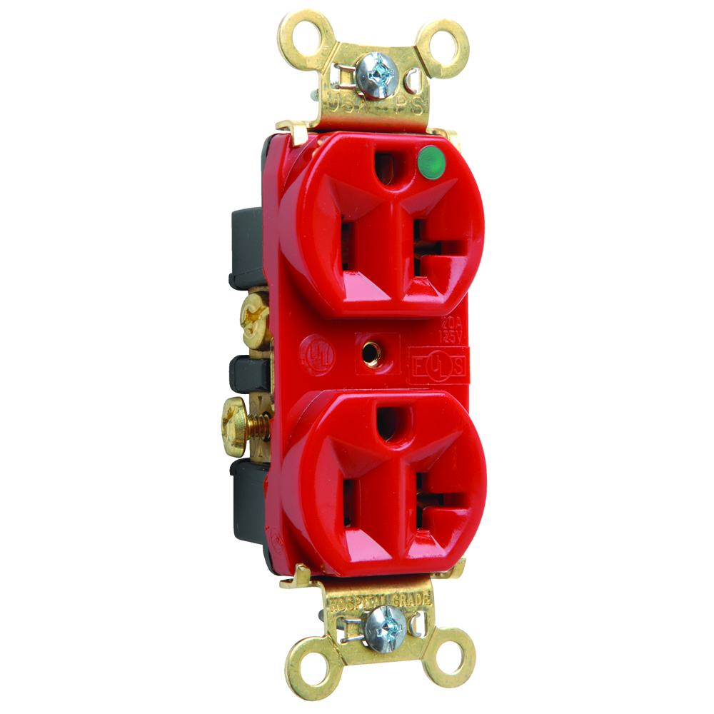 P&S PS8300-HRED : HOSPITAL GRADE DUPLEX RECEPTACLE 20A 125VAC RED ...