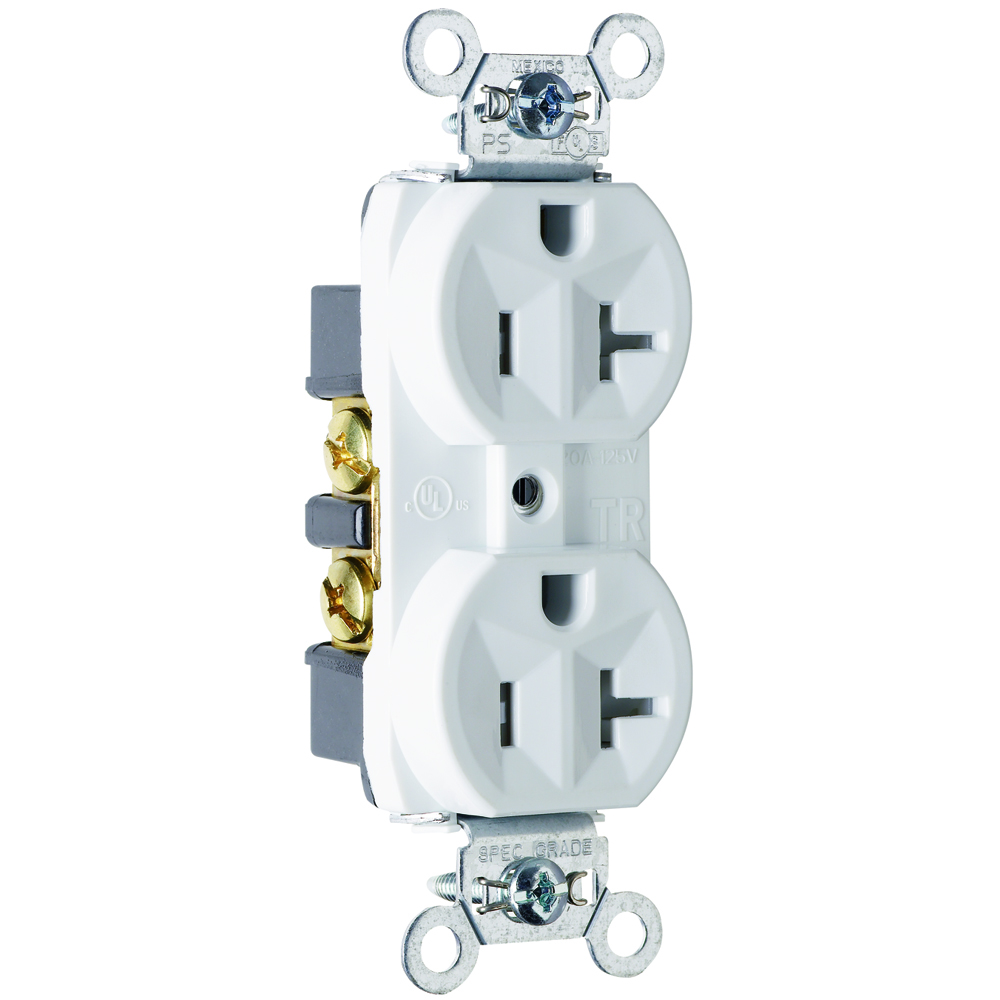 P&S TR5362-W : DUPLEX RECEPTACLE TAMPER RESISTANT BACK & SIDE WIRE 20A ...