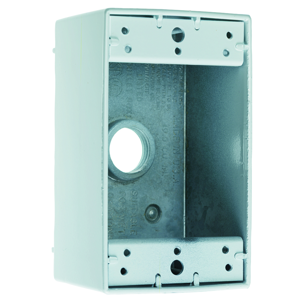 P&S WPB23-W : WEATHER PROOF BOX SINGLE GANG 3 HOLE 1/2"""" WHITE ...