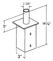RAB BAD4 POLE ADAPTOR FOR 2 3/8 TENON TO 4 SQ POLE W/ HARDWARE | Gordon ...