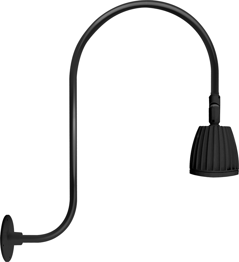 RAB GN3LED13YRB GOOSENECK STYLE3 13W WARM LED NO SHADE RECT REFL BLACK ...