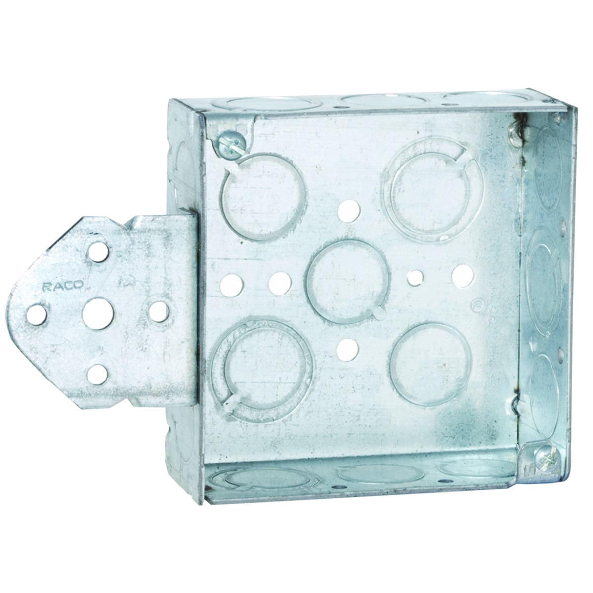 Raco 193 4" Square Box, Welded, 1-1/2" Deep with Nine 1/2" KO's and ...
