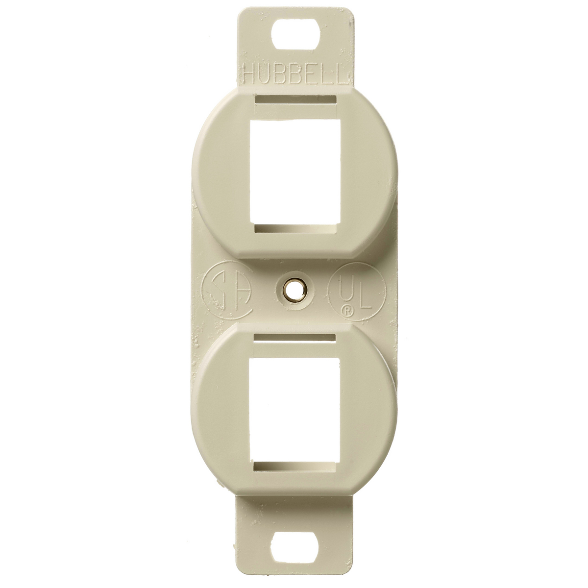 Hubbell BR106E 1-Gang Ivory 2-Port Receptacle Face Plate | Viking Electric