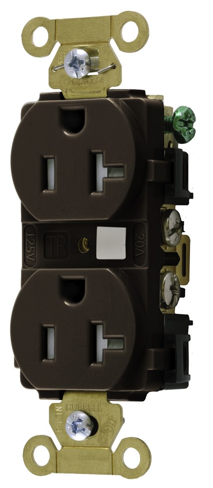Hubbell HBL5362TRDUP Receptacle, IND, TR, 20A/125V, 5-20R, BR | Cooper ...