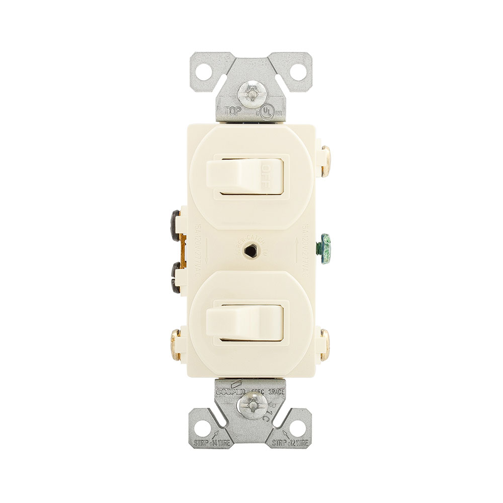 COOPER 275A-SP-L SWITCH DUPLEX COMBINATION SP/3WAY 15A 120V ALMOND ...