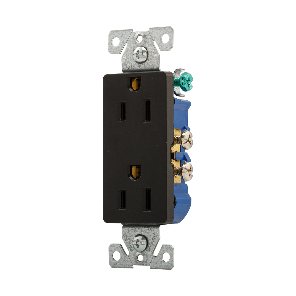 Cooper 1107BK-SP-L Receptacle Decorator Duplex 15A 125V 2P3W Black ...