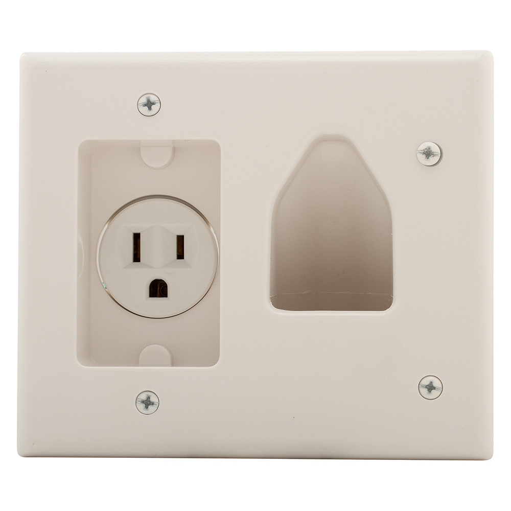 COOPER 35MRW-SP-L WALLPLATE RECESSED MULTIMEDIA W/RECEPTACLE WHITE ...