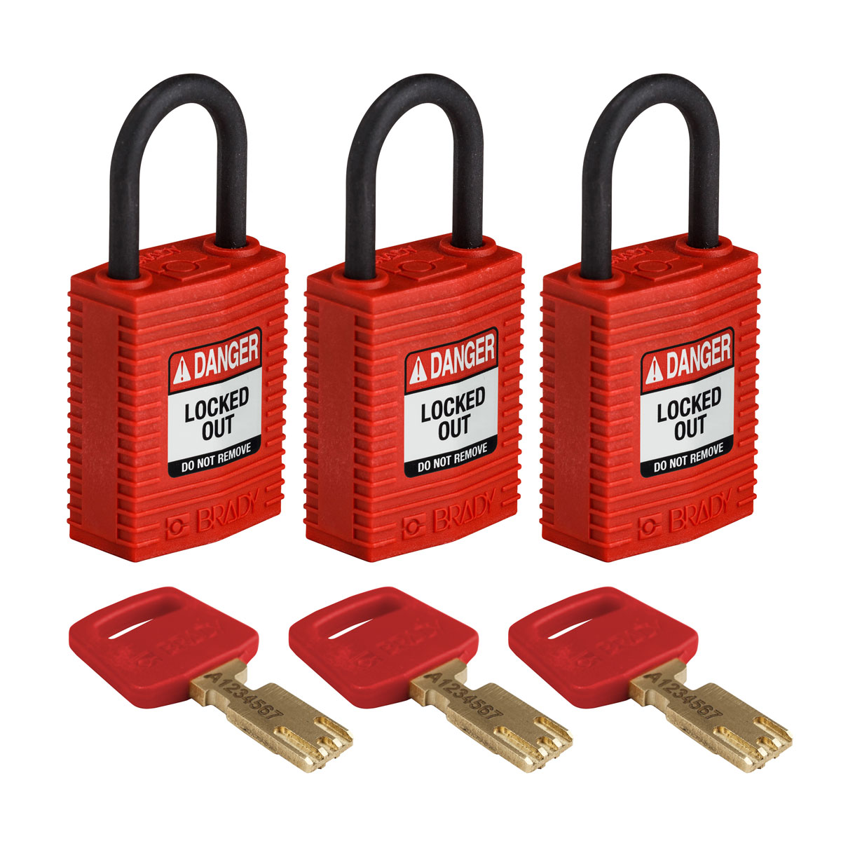 BRADY CPT-RED-25PL-KA3PK COMP NYLON LOCK RED 25MM PL SHKL KA 3PK ...