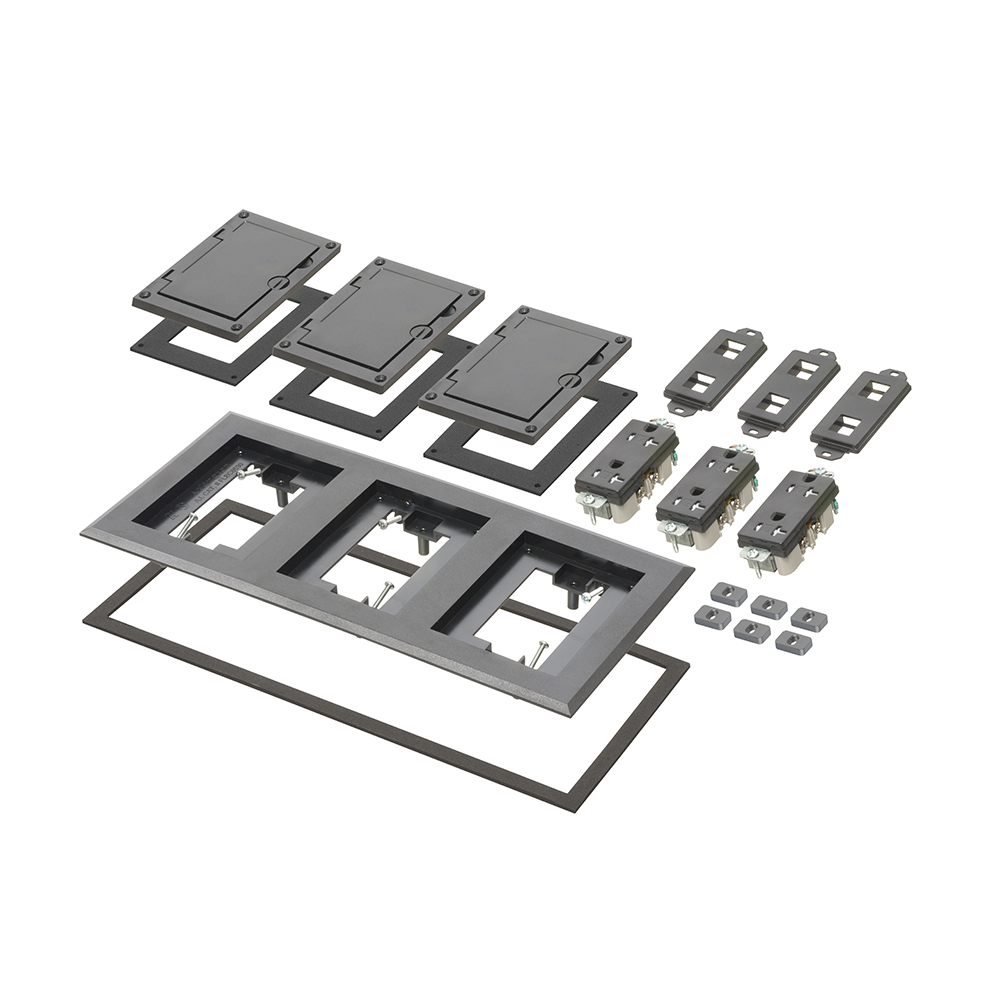 ARLINGTON FLBC8530BL THREE GANG BLACK FLOOR | Gordon Electric Supply, Inc.