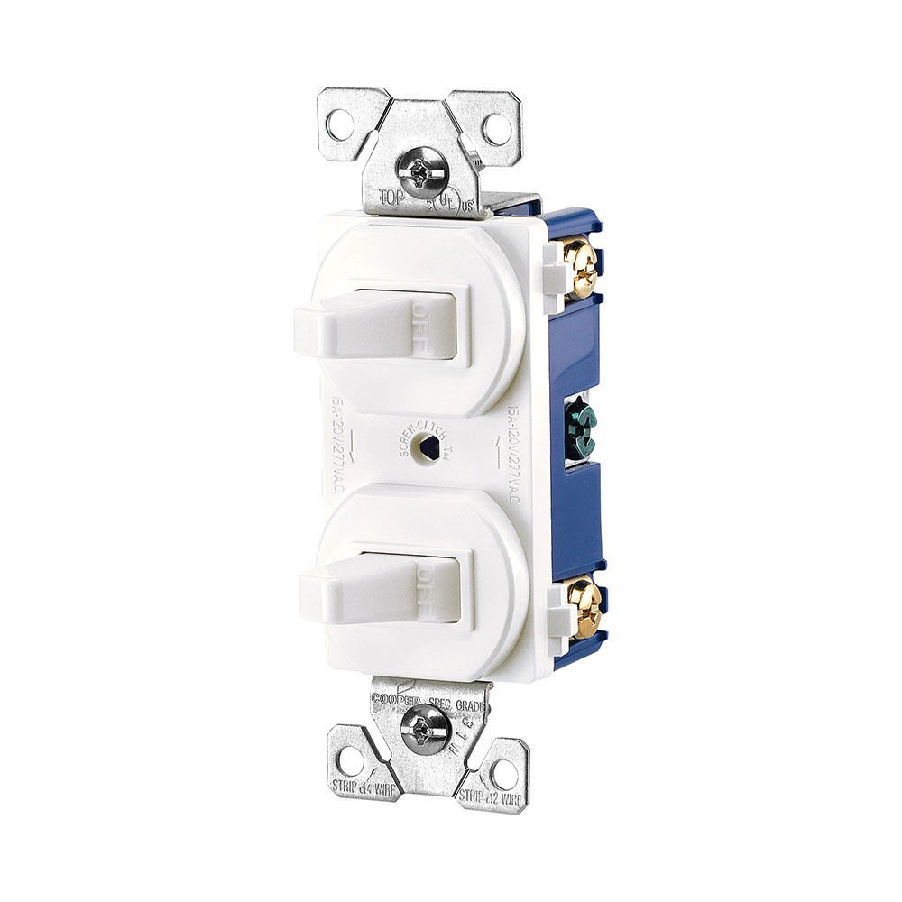 COOPER 271W-SP-L SWITCH DUPLEX COMBINATION SP/SP 15A 120V WHITE ...